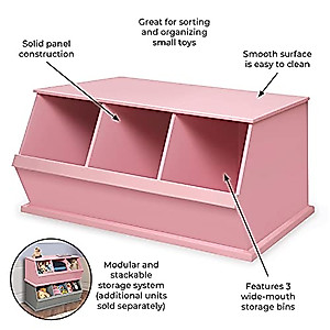 Badger Basket Three Bin Stackable Toy Storage Cubby Organizer - Pink