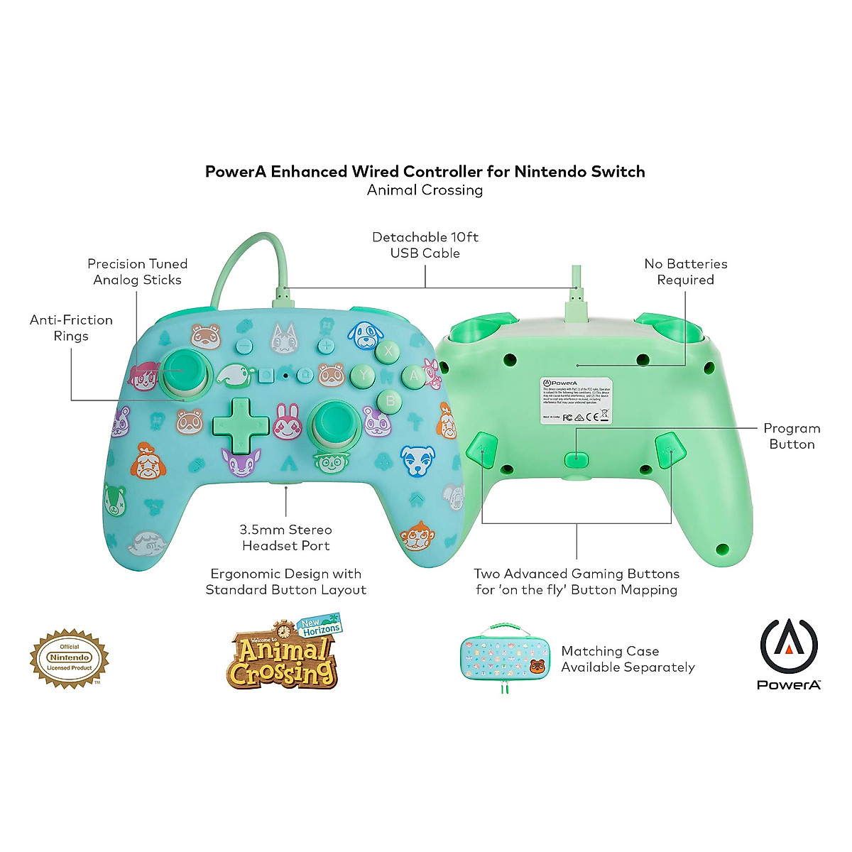 PowerA Enhanced Wired Controller for Nintendo Switch - Animal Crossing