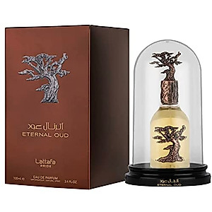 Lattafa Perfumes Eternal Oud EDP - 100ml(3.4 oz) Unisex | Grapefruit, Plum, Orchid, Heliotrope, Vanilla, Amber, Oud, Benzoin, Tonka Bean, Labdanum, 3.4 Fl Oz (Pack of 1)