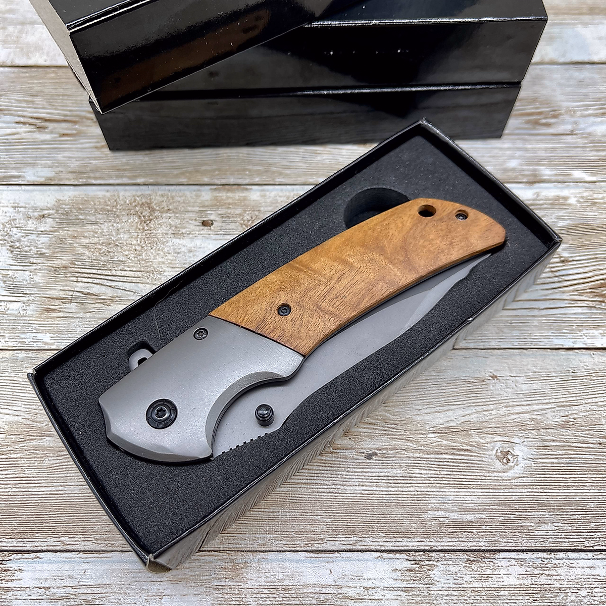 Spring Assisted Pocket Knife, Olive Handle Folding Knife, Gentlemen's Pocket Knife, Knives for Men