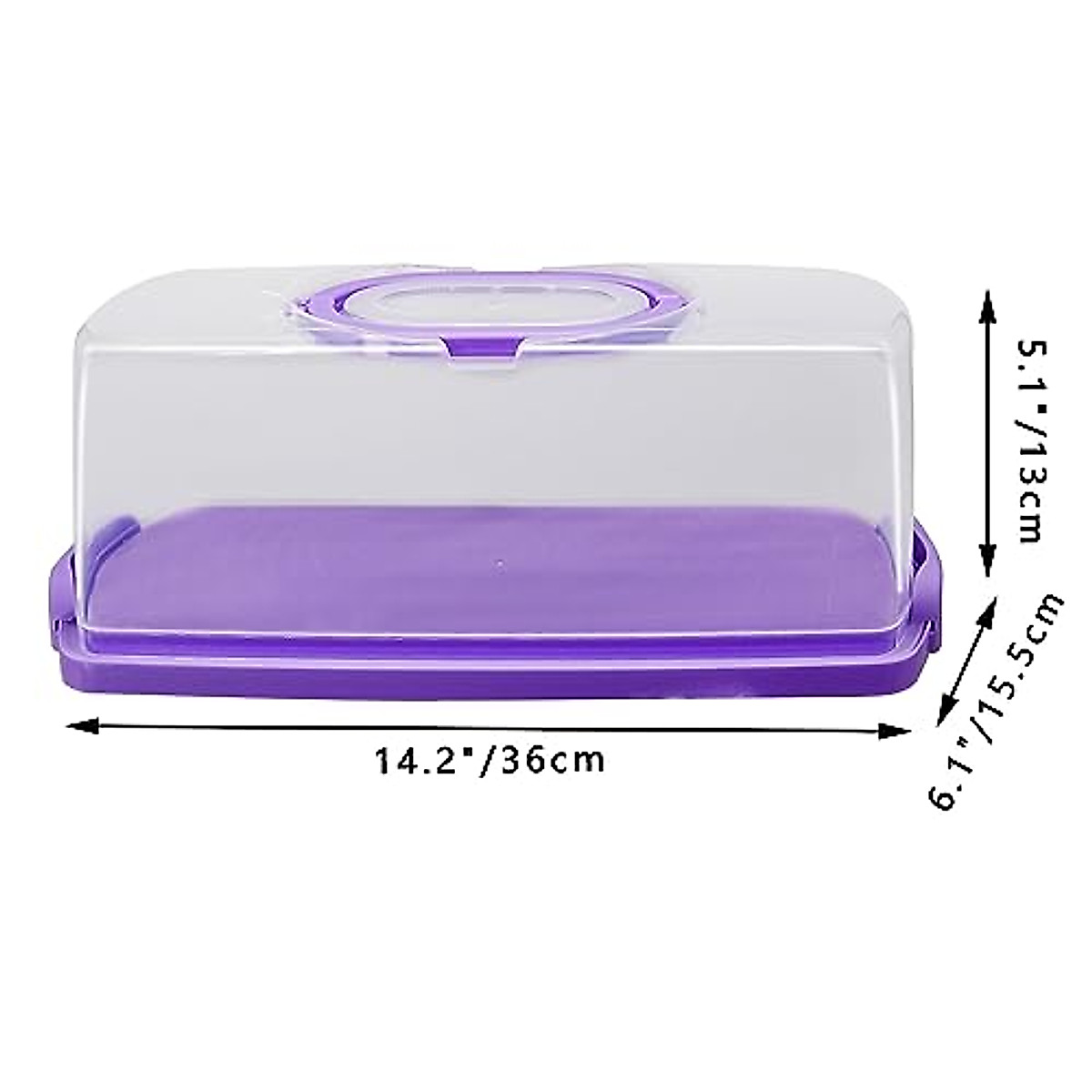 Bppyvct 1Pc Portable Bread Box with Handle Transparent Lid Loaf Cake Storage Carrier for Pastries, Donuts, Bread Rolls, Buns or Baguettes (Purple)