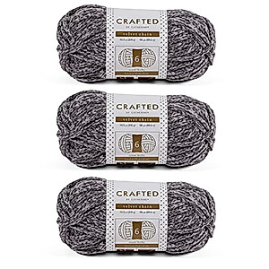 Crafted By Catherine Velvet Chain Yarn - 3 Pack, Grey, Gauge 6 Super Bulky