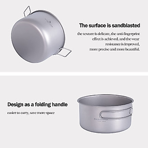 Boundless Voyage Camping Cookware Lightweight Cooking Pot Set Titanium Pot Portable for Outdoor Cooking Traveling Hiking Trekking Backpacking, 1-5 Person (107C-108C-29P)