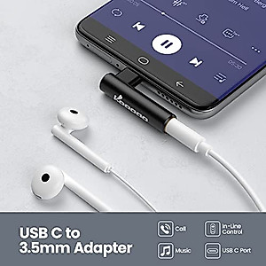 Right Angle Type C to 3.5mm Aux Audio -USB to 3.5mm Headphone Jack adapterKOOPAO Audio Converter DAC Earphone Dongle Compatible with iPad Pro Galaxy S22/21/22/23/23+ /23 Ultra