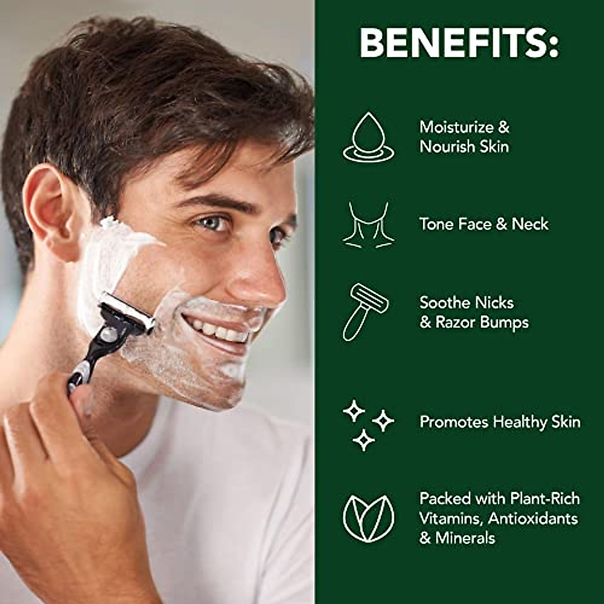 Aloe Vera After Shave & Body Gel | 99.75% Organic | Natural Anti-Aging Formula to Hydrate, Soothe & Repair Dry Skin, Irritation, Redness & Prevents Razor Burn - 8oz, By Green Leaf Naturals