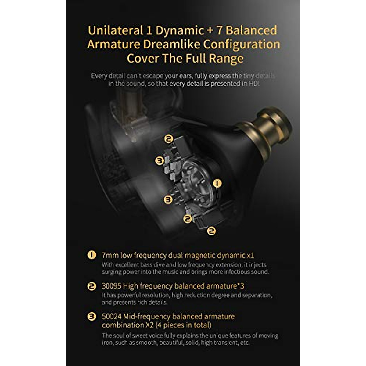 CCA CA16 in Ear Monitor Headphones HiFi 16 Units Balanced IEM High Clarity Sport Earbuds Noise Cancelling Audiophile Bass Earphone for Musicians Singer