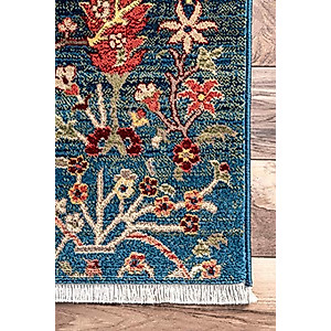 nuLOOM Valentina Tribal Fringe Runner Rug, 2' 6" x 8', Blue