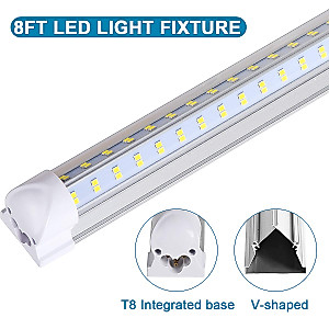 BSK.BESTKA 25 Pack 4FT LED Shop Light, 75W Integrated LED Tube Light,9000LM,6000K, Double Sided 4 Rows V Shape 270 Degree Lighting LED Bulbs for Garage Warehouse Workshop,Plug and Play,Linkable
