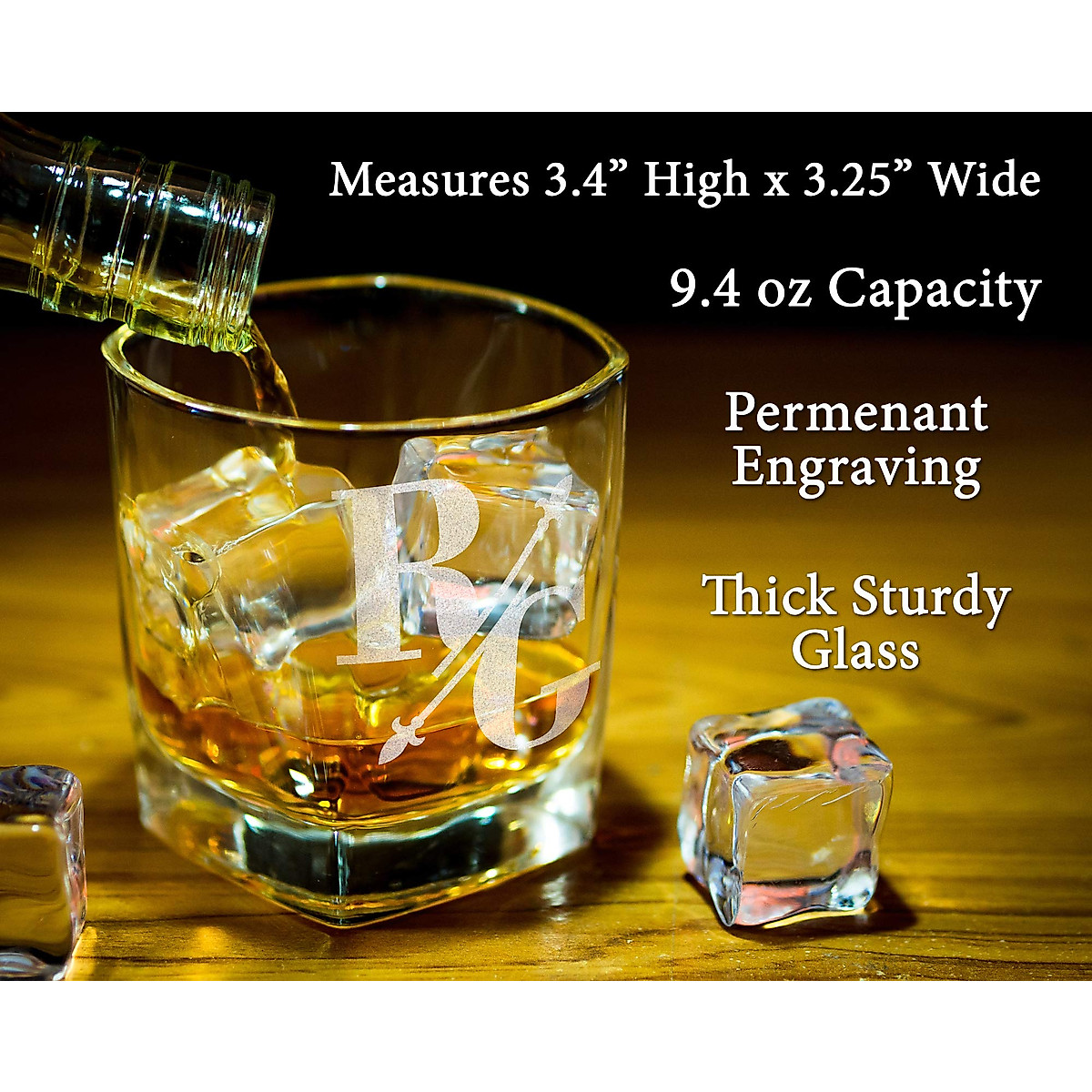 Whiskey Bourbon Glasses Personalized Monogrammed Set Rock Glass Decanter for Him Best Man Groomsmen Proposal Father in Law Idea Groomsman Groom