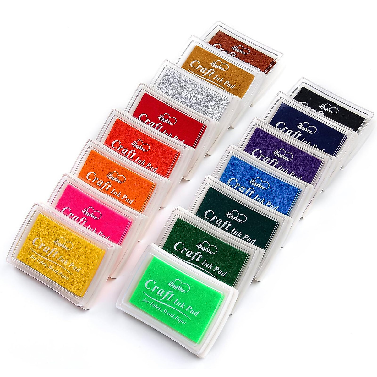 Lsushine Craft Ink Pad Stamps Partner Diy Color,15 Color Craft Ink Pad for Stamps, Paper, Wood Fabric (pack of 15)