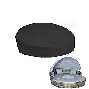 Outdoor Daybed Cover,DxH 89x32in Waterproof Patio Sofa Covers,All Weather Protection Round Canopy Day Bed Cover,Patio Furniture Accessories Cover for Garden Sofa (Only Cover) (Black)