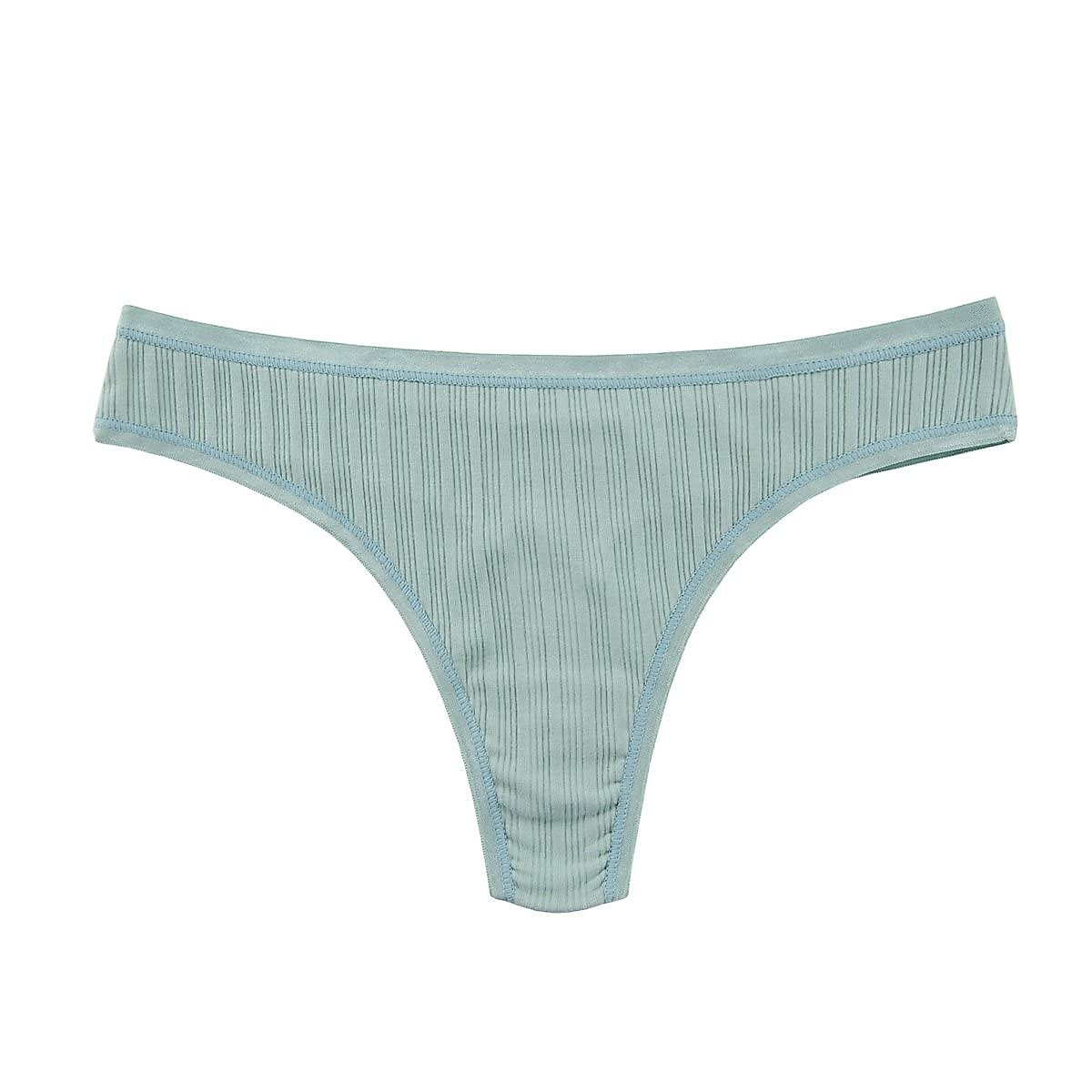 KNITLORD 6 Pack Women's Thongs Underwear Cotton Breathable Panties Hipster Bikini (L)