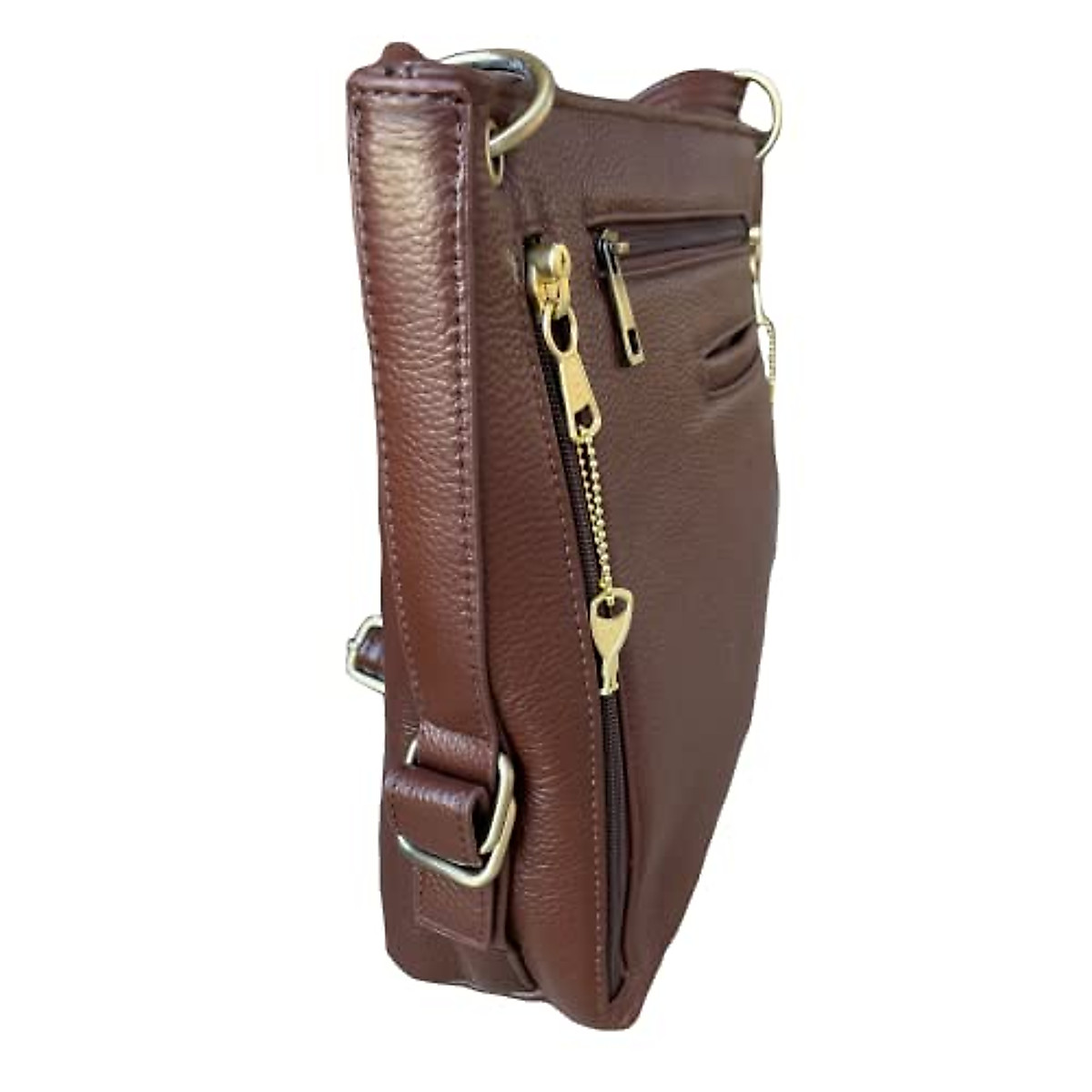 CCWBAGS Genuine Leather Satchel/Cross Body Concealed Carry Purse, Brown