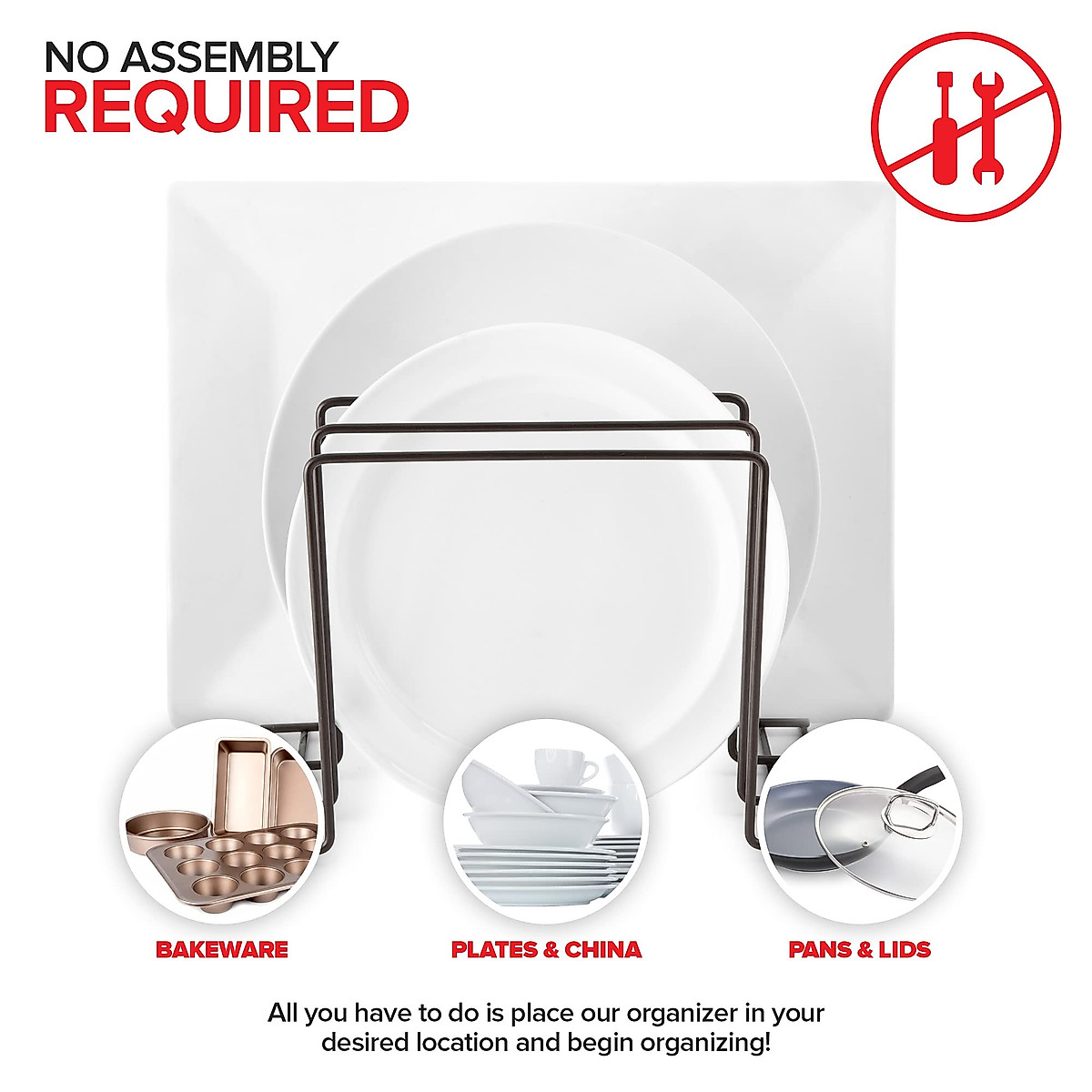 Stock Your Home Bronze (2 Pack) Steel Baking Pan Organizer Rack for Cabinet or Counter, Holder for Kitchen Cutting Boards, Pot Lids, or Cookie Sheets - Rust Proof Wire, Drying Storage