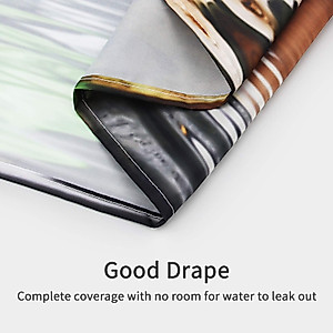 MitoVilla Zen Spa Shower Curtain Set, Zen Basalt Stones and Spa Oil on The Wood Near a Pond Printing Shower Curtain for Bathroom Decor, Japanese Garden Theme, Brown, 72 x 72