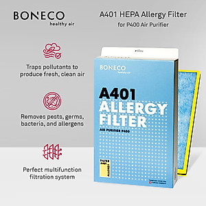 Boneco A401 High Efficiency Particulate Air (HEPA) Filter with Activated Carbon for Removing Odor, Dust and Other Air Pollutants