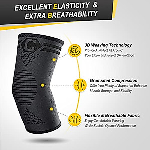 CAMBIVO 2 Pack Elbow Brace for Tendonitis, Tennis Elbow Compression Support Sleeve for Golfers Elbow Pain Relief, Arthritis, Bursitis, Workout, Weightlifting