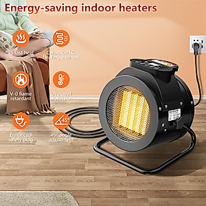 Space Heater, 2000W Electric Heater with Remote, Space Heaters for Indoor Use, 24Hrs Timer, 45° Adjustable, Overheat Protection, Intelligent Thermostat, Portable Heater for Office Bedroom Living Room