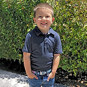 Buckle-Down Seatbelt Belt - INSIDE OUT 6-Character Pose Sparkle Blue/White - 1.0" Wide - 20-36 Inches in Length