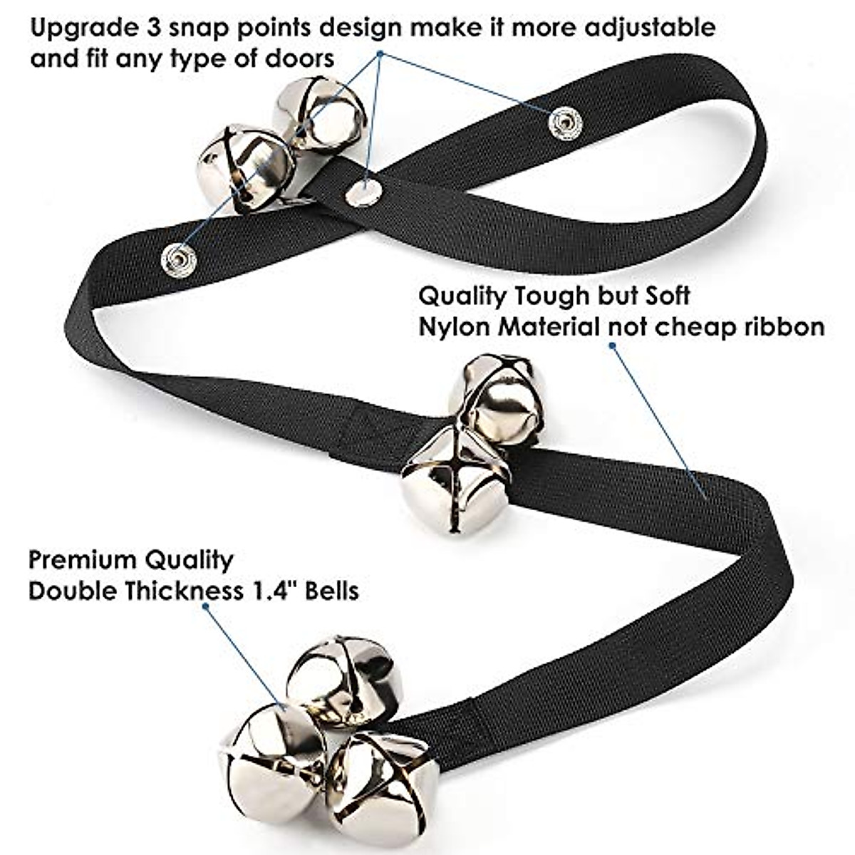 FOLKSMATE Dog Doorbells for Potty Training, 3 Snaps Adjustable Puppy Dog Door Bells with 7 Extra Loud Bells for Dogs Training, Housebreaking, Door Knob, Ring to Go Outside Puppy Pet Supplies