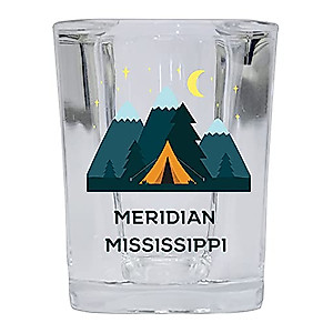 R and R Imports Meridian Mississippi 2 Ounce Square Base Liquor Shot Glass Tent Design