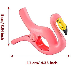 Nerjan 6PCS Beach Towel Clips Outdoor Fashion Style Flamingo Towel Holders for Pool Chairs or Fence During Your Cruise-Jumbo Size to Keep Your Cloth or Towel from Blowing.