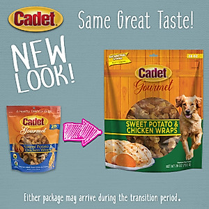 Cadet Gourmet Sweet Potato & Chicken Wraps Dog Treats - Healthy and Natural Chicken and Sweet Potato Dog Training Treats for Small & Large Dogs - Inspected & Tested in USA (28 oz.)