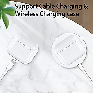 Wireless Charging Case Replacement Compatible with AirPod 3rd Generation, Air Pod 3 Charger Case with Bluetooth Pairing Sync Button Without Earbuds, White