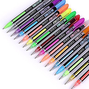 WITERY Gel Pens Set for Adult Coloring Books – Premium Ink Medium Tip Marker set Includes 48 Quantity Artist Quality Coloring Pens: 12 Glitters, 12 Metallic, 12 Pastels, 12 Highlighters