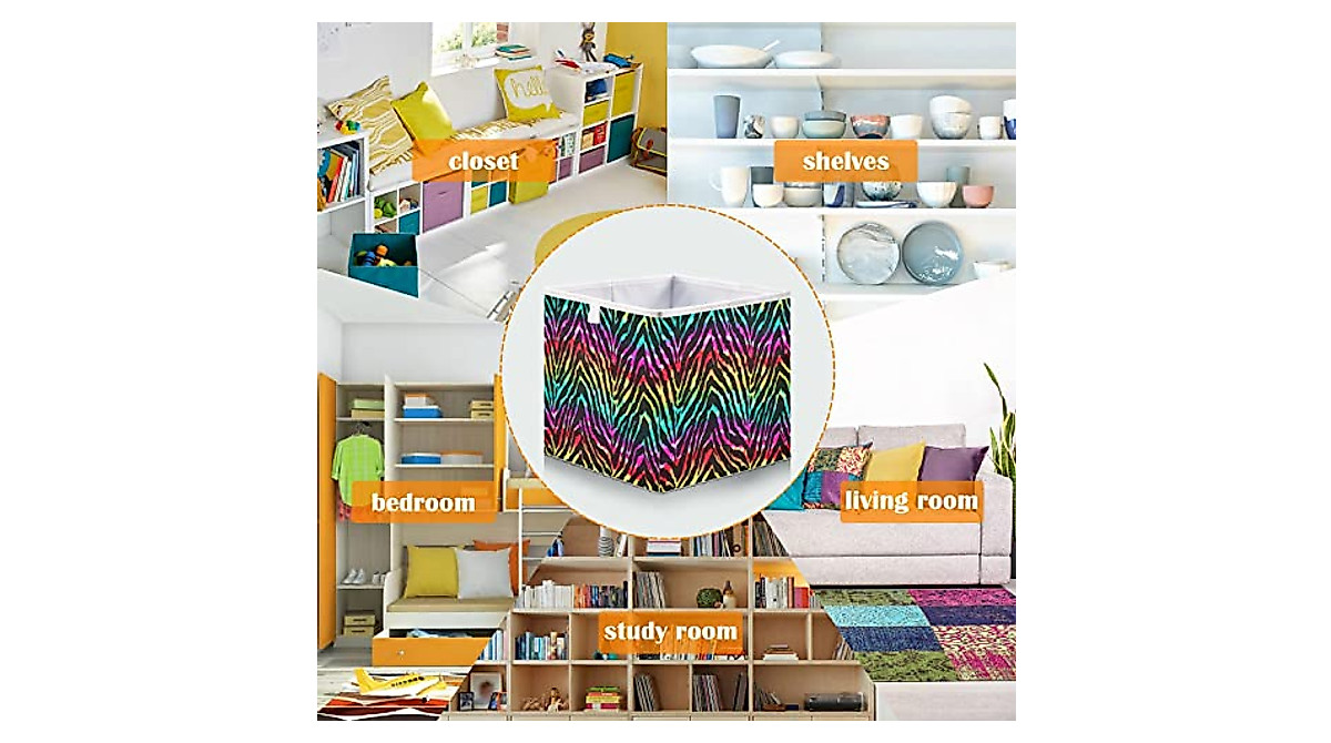 Rainbow Zebra Print Storage Basket - Stylish & Functional