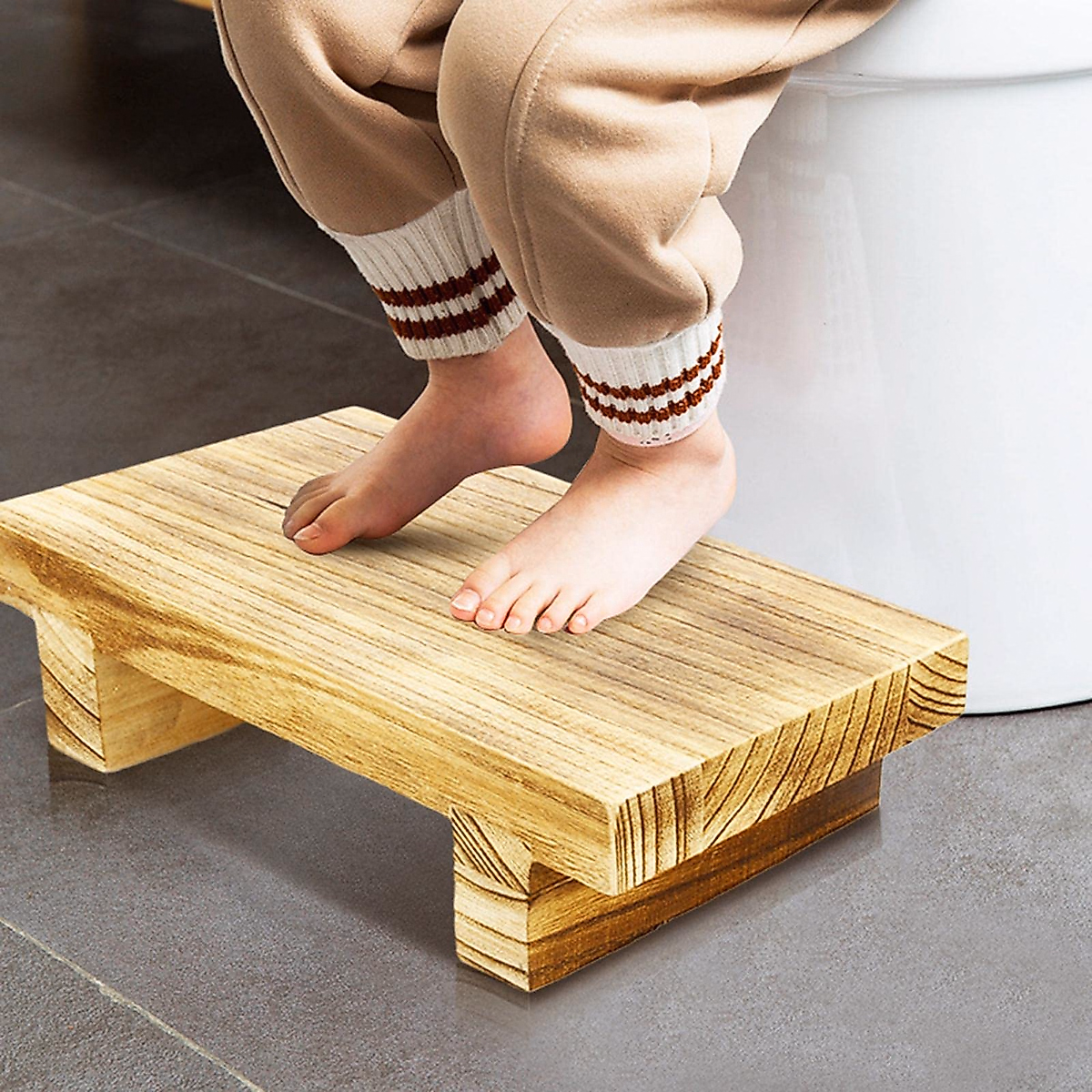 UGPLM Portable Bed Stool,Rectangle Wooden Mobility Step Stool,25x18x7cm for Adults Kids,High Bed Side,Toilet,Indoor e Outdoor,Kitchen