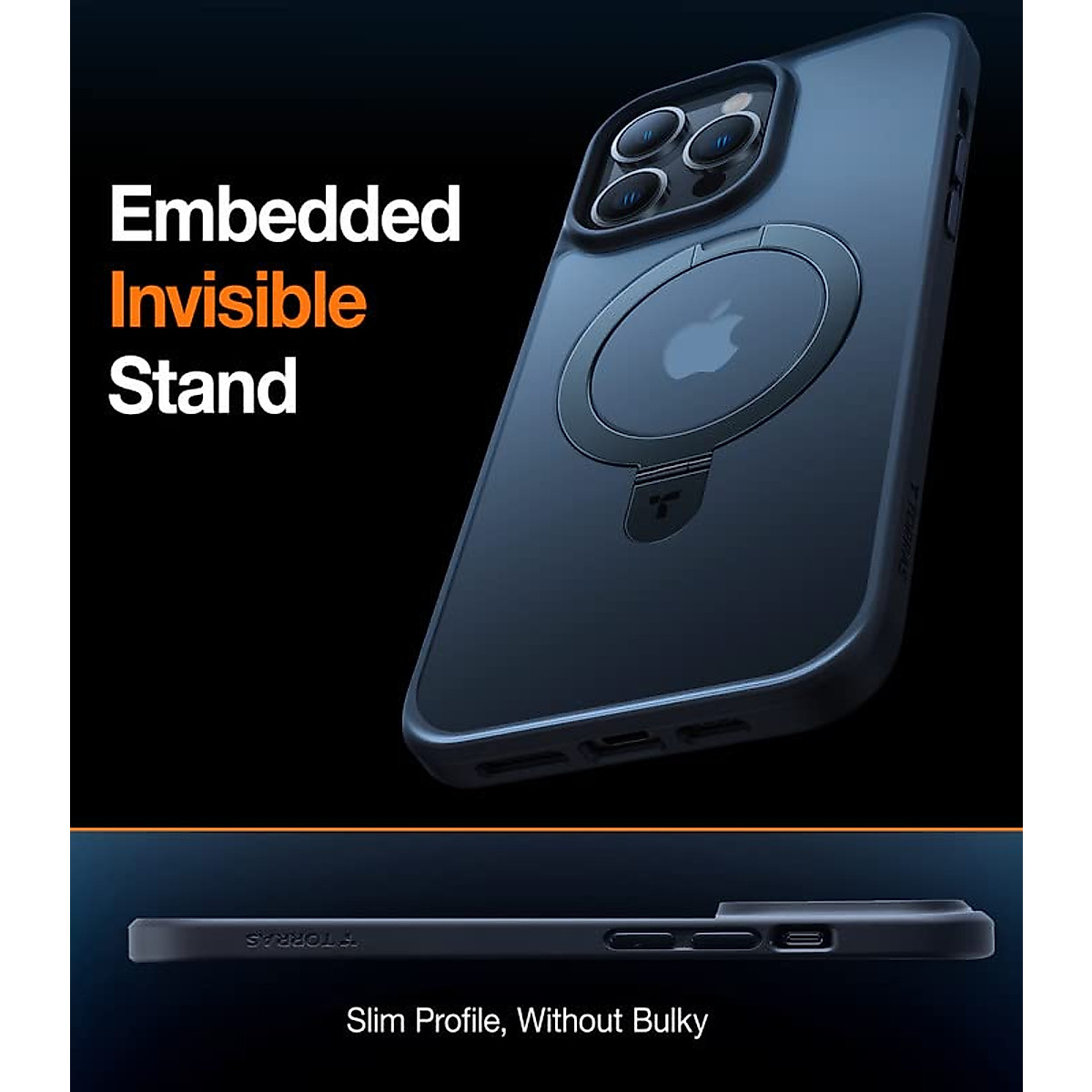 TORRAS Magnetic for iPhone 13 Pro Max Case [Compatible with Magsafe] with Stand, [Military Grade Drop Protection] Shockproof Translucent Back Slim Protective Phone Case (2021), Black