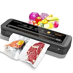 MegaWise 80kpa Powerful but Compact Vacuum Sealer Machine, Bags and Cutter Included, One-Touch Automatic Food Sealer with External Vacuum System for All Saving needs, Dry Moist Fresh Modes
