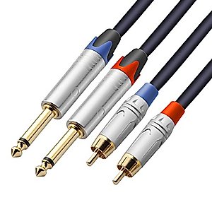 tisino RCA to 1/4 Cable, Dual RCA to Dual 1/4 inch TS Stereo Audio Interconnect Cable Patch Cords - 3.3 feet