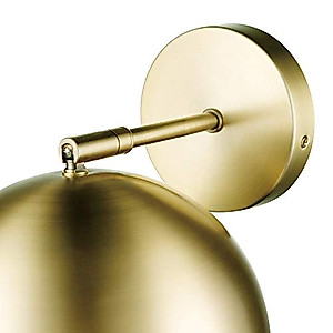 Globe Electric 51577 1-Light Plug-in or Hardwire Wall Sconce, Matte Brass, White Fabric Cord, in-Line On/Off Rocker Switch, Wall Lights for Bedroom Plug in, Kitchen Sconces Wall Lighting