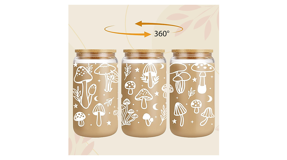 GSPY Mushroom Cup - Cute 16oz Glass Coffee Cup Gift