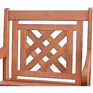 VIFAH V1835 Malibu Outdoor Patio Plaid Eucalyptus Dining Armchair