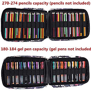 Shulaner Pencil Case Slot Holds 270 to 274 Colored Pencils or 180 to184 Color Gel Pens with Zipper Closure Large Capacity Nylon Pen Organizer for Artist Gray Rose