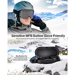 Doohoeek Snowboard Ski Helmet Headphones, True Wireless Earbuds Bluetooth with Charging Box for Audio Ready Helmet, 50+ Hours Work Time Headsets LED Display for Snowboarding Skiing Climbing Biking