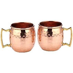 Prisha India Craft 2 Oz. Solid Copper Mini Moscow Mule Shot Mug, Set of 4 Authentic 100% Solid Copper Hammered Moscow Mule Mug 2-Oz Shot Glass - Set of 4