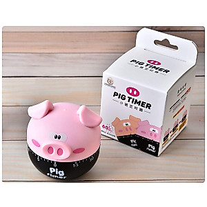 Kitchen Egg Timers,Cute Piggy 0~60 Minutes Mechanical Rotation Timer for Kids
