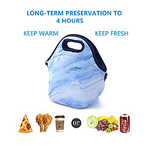 ALLENLIFE neoprene lunch bag Insulated handbags Lunch Box Cooler Bag for school children teen girls women (BLUE)