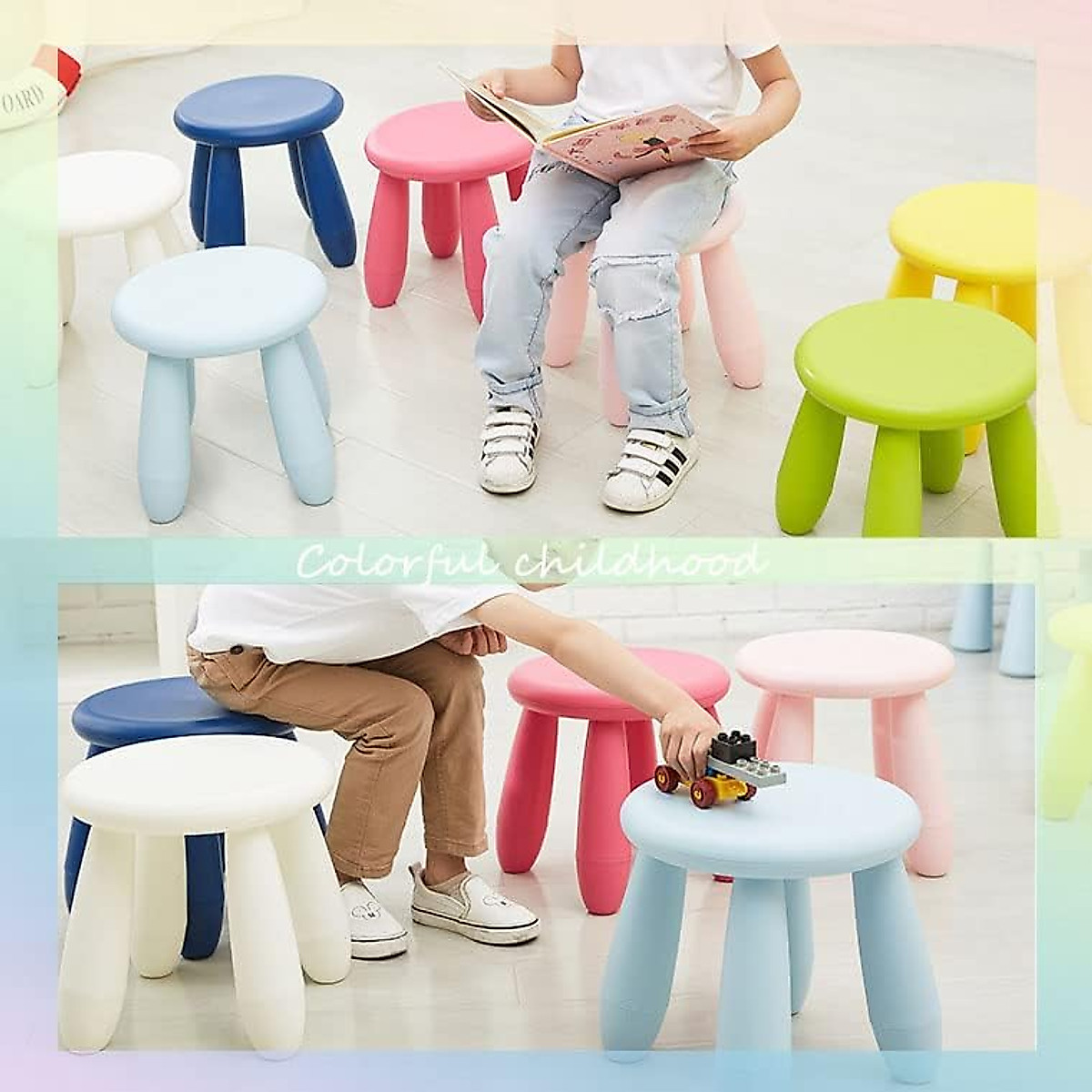 Kids Step Stool, Kindergarten Study Stools, Lightweight Footstools are Sturdy and Durable, Very Suitable for Use in The Kitchen, Bathroom and Bedroom (White)