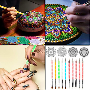 Mandala Dotting Tools,Augshy 58PCS Dot Painting Tools Set Rock Painting Supplies with a Blue Zipper Waterproof Storage Bag for Painting Rocks