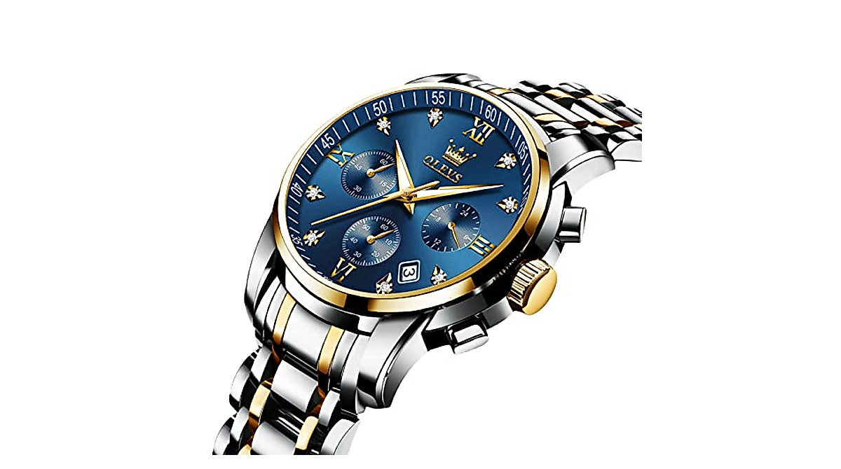OLEVS Men Chronograph Watch with Blue Dial - Waterproof & Luxury
