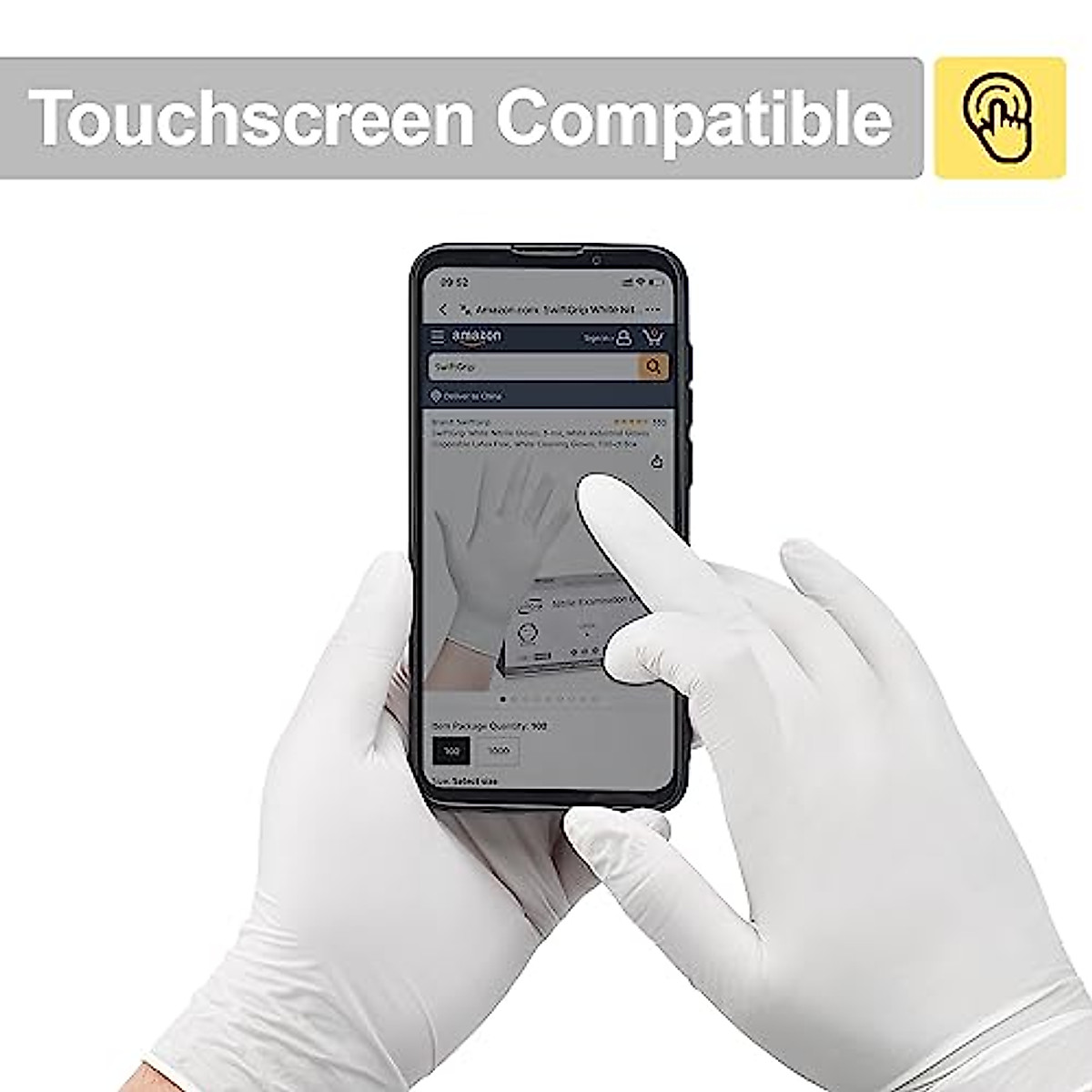 SwiftGrip Disposable Nitrile Exam Gloves, 3-mil, Small, Box of 50, White Nitrile Gloves Disposable Latex Free for Medical, Cleaning, Cooking & Esthetician, Food-Safe, Powder-Free, Non-Sterile