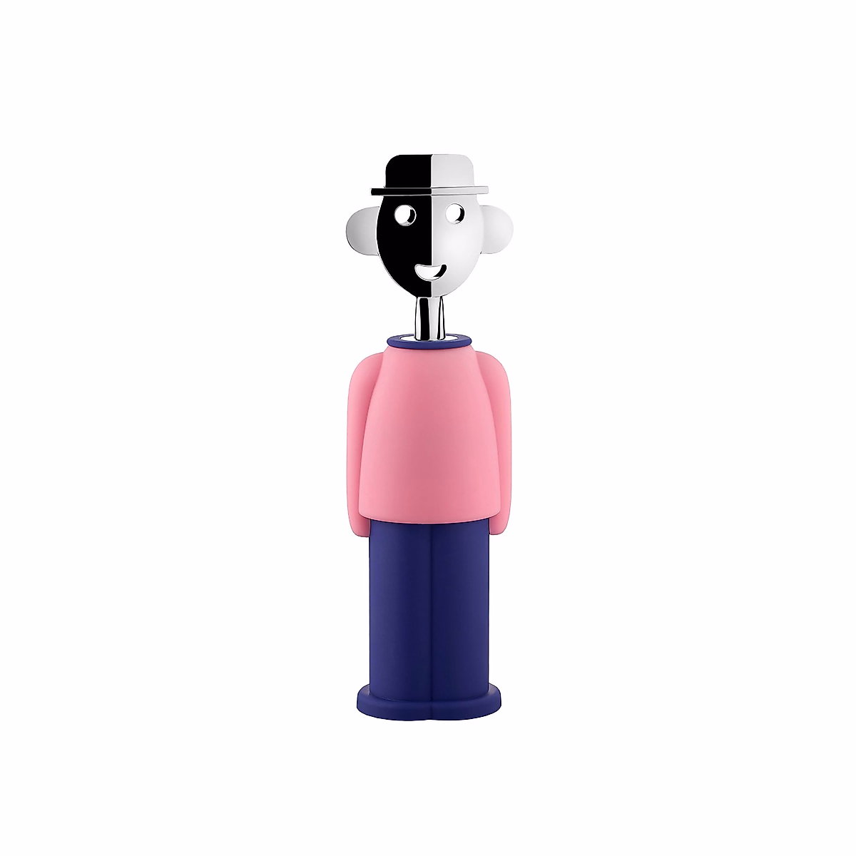 Alessi AM23 PAZ - Alessandro M. Corkscrew in thermoplastic resin, pink and blue and chrome plated zamak.