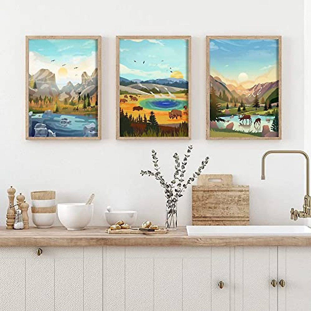 cupmod 6 Packs Paint by Number for Adults Beginners,National Park Painting by Number Kits on Canvas Without Frame,Lanscape Craft Arts for Home Wall Decor