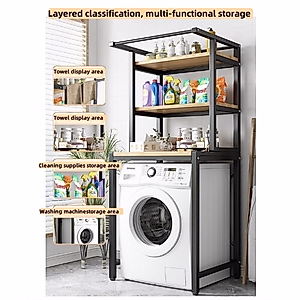 WSZDRH 3-Tier Laundry Organization and Storage Shelf, Over Washer and Dryer Storage Shelves, Laundry Room Organization Over The Washing Machine Storage Rack(Black)