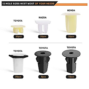GOOACC 166 Pcs Car Retainer Clips &Screw Grommets - 12 Most Popular Sizes & Applications for GM Toyota Honda Nissan Mazda - Bonus Fastener Remover